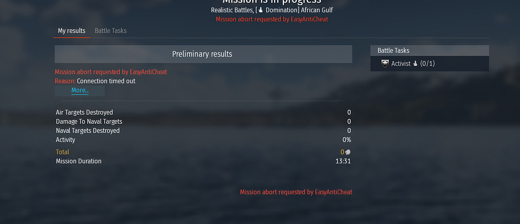 Easy Anti-Cheat aborts missions because of "operation timed out ...