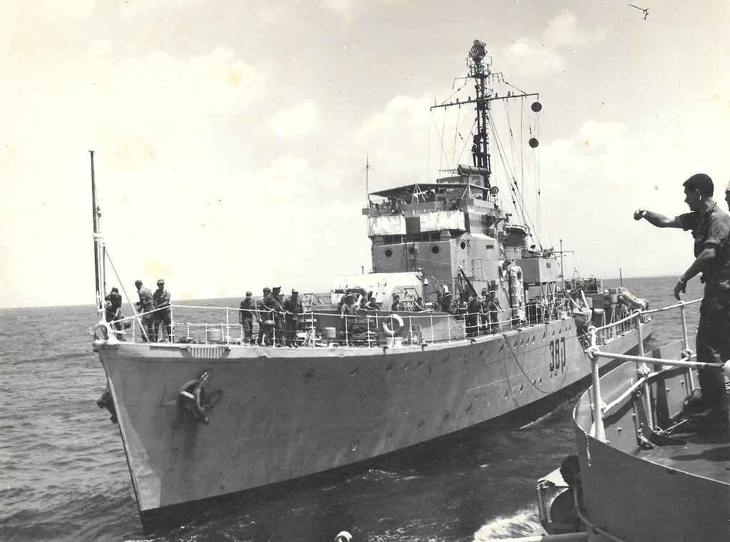 Type I Hunt-class destroyer escort, INS Haifa (K-38). The captured ...