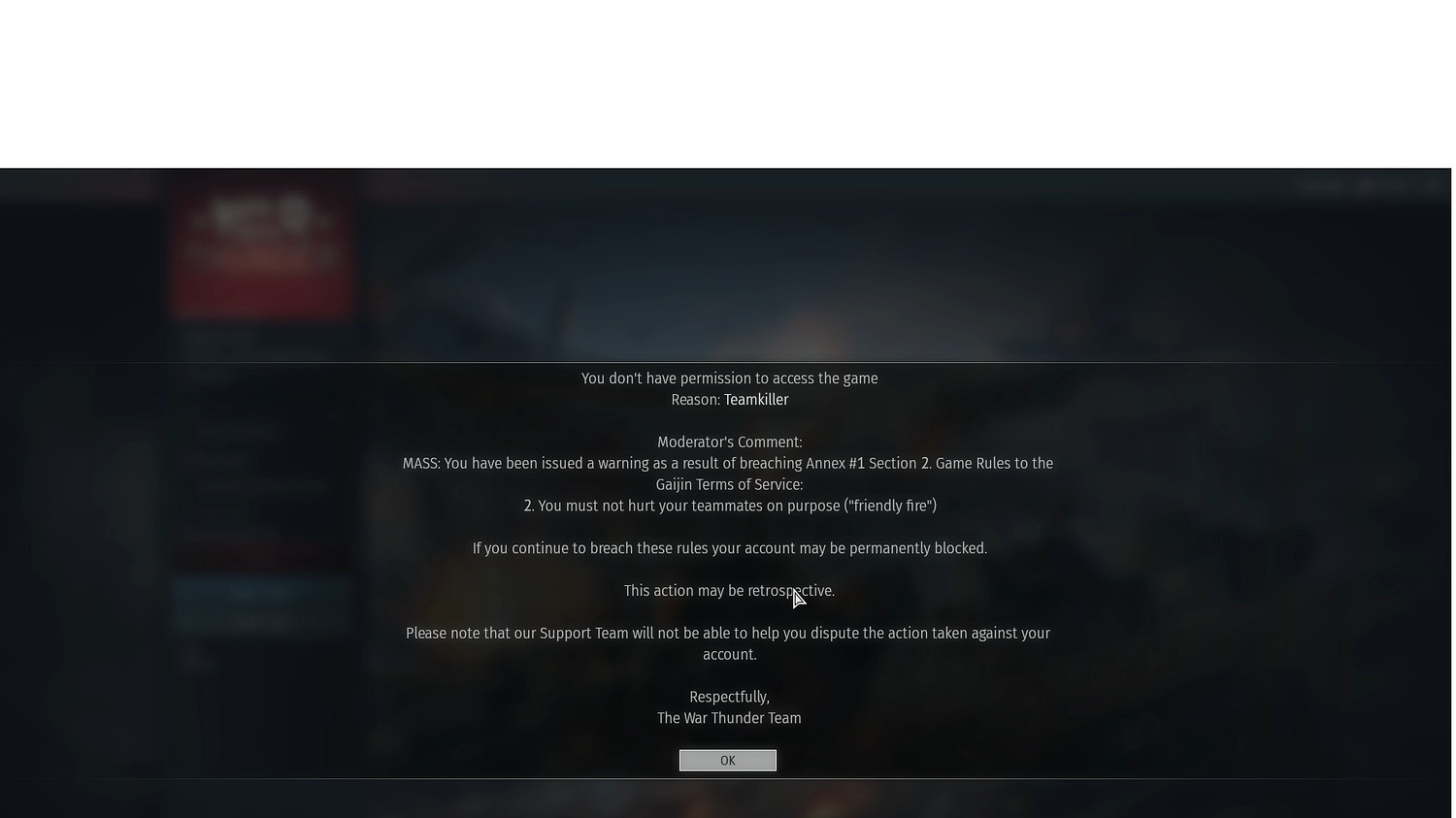 Appeal Ban - General Discussion - War Thunder — official forum