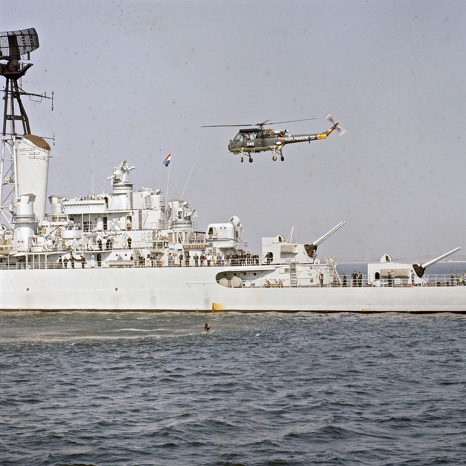 De Zeven Provinciën-class light cruiser, HNLMS De Ruyter (C801). The ...