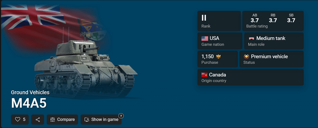 M4A5 low tier premium - Ground Vehicle - War Thunder — official forum