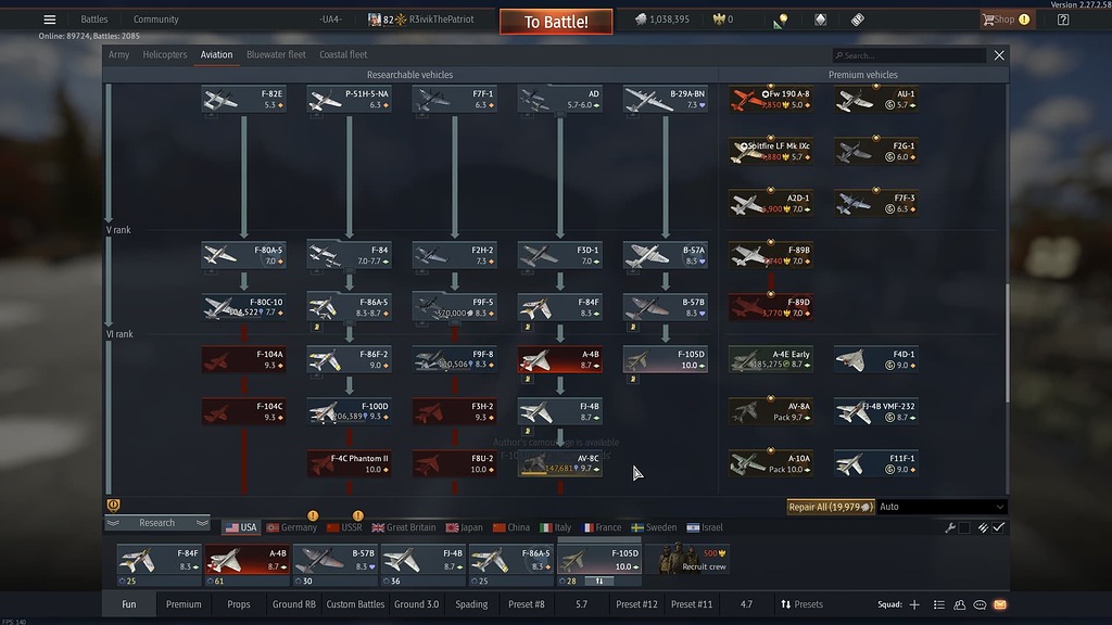 Which planes should i use in the USA aviation tree to grind out rank 6 ...